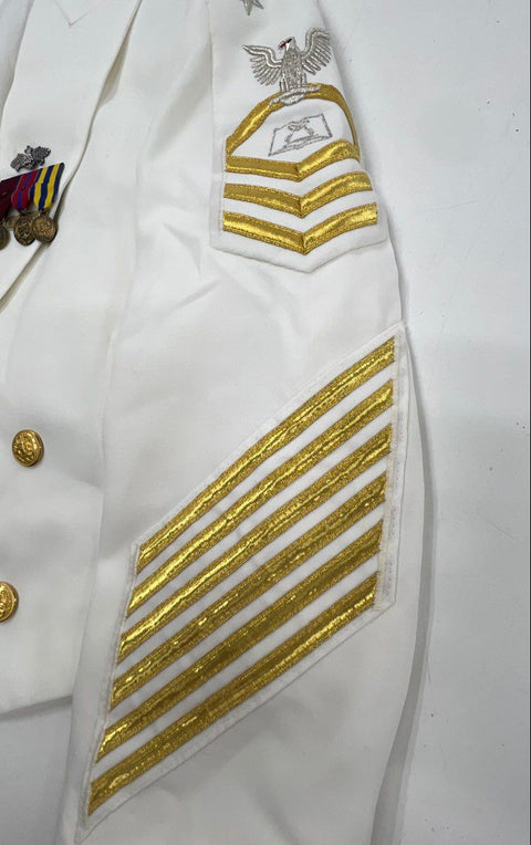 Vintage US Navy Men's Dinner Dress White Mess Jacket Shirt Master Chie ...