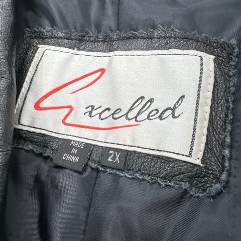 Vintage 90s Excelled Genuine Leather Long Trench Coat Jacket Sz 2X ...
