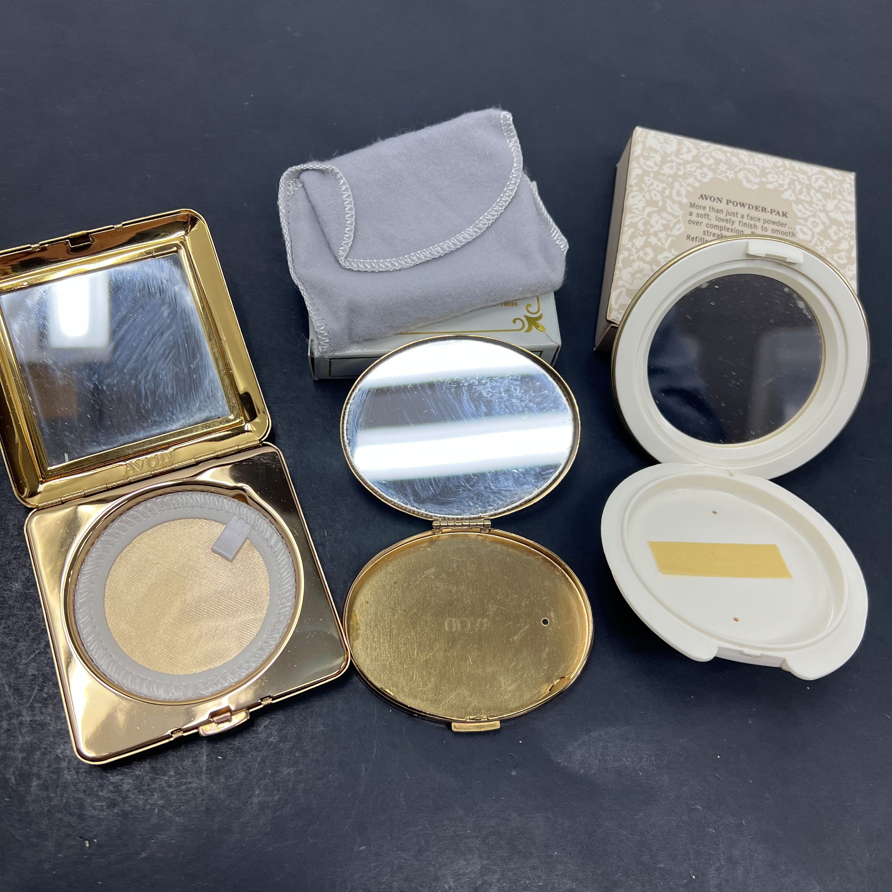 Lot of 3 Vintage Avon Compacts Powder Pak Empress Deluxe IOP Empty Pan ...